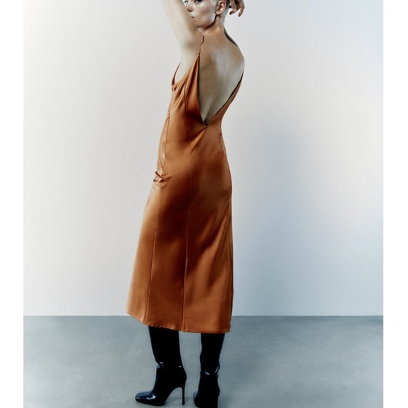 Zara | Dresses | Zara Long Satin Effect Maxi Midi Long Dress Nwt | Poshmark